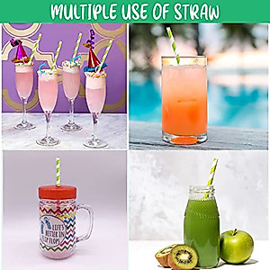 Biodegradable Paper Straws, 300 Pieces Pack,Light Green Stripe Disposable Drinking Straws,Eco Friendly Christmas Party Supplies, Birthday, Wedding,christmas straws