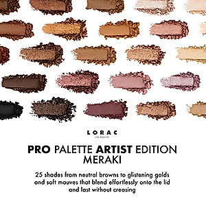 LORAC PRO Matte & Shimmer Eyeshadow Palette, Meraki | Glitter | Mirror Compact | Cruelty Free, Gluten Free, Vegan