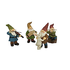GlitZGlam Happy Gnomes Dancing Celebration! - 4- Piece Musical Garden Gnome Set for The Miniature Fairy Garden