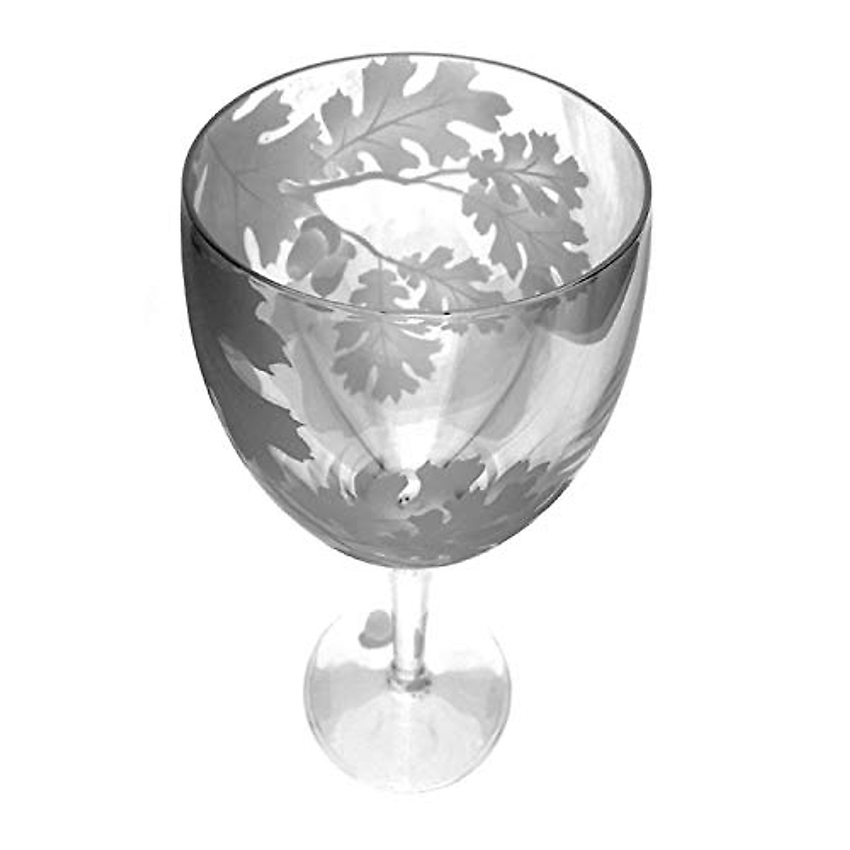 IncisoArt Hand Etched Italian Crystal Goblet Sandblasted (Sand Carved) Handmade Wine Water Glass Engraved (Oak Leaves Acorn Nut, 340 Milliliter (11.5 Ounce) White Wine)