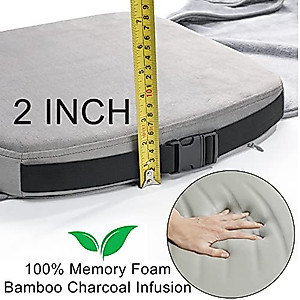 BUYUE Cushion for Office Chair, Special Design with Blanket 2 in 1, Memory Foam Chair Cushions for Long Sitting, Dorm Desk Chair Seat Cushion Pad for Tailbone Pain Relief, Blue