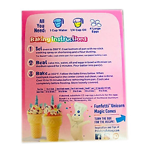 Pillsbury Unicorn Funfetti Cake Mix Kit! Strawberry Cake and Cupcake Mix with Candy Bits and Vanilla Frosting! Unicorn Cake and Cupcake with Vanilla Toppings! Perfect For Holiday, Birthday And Party!