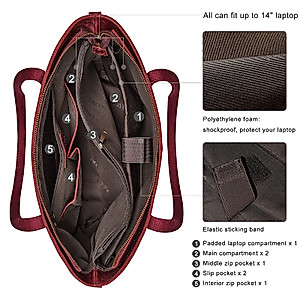 S-ZONE Genuine Leather Tote Bag for Women Vintage Shoulder Handbag Purse with Crossbody Strap Medium