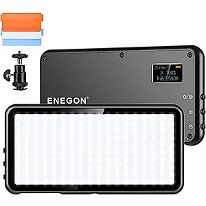 ENEGON 4000mAh Rechargeable Mountable Bicolor LED Video Light with Mini Panel for Professional DSLR Cameras | Photo Video Lighting Long Battery Life | Fits iPhone, Sony, Canon, Nikon, Fuji, Panasonic