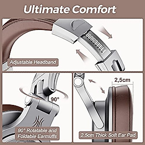 OneOdio A70 Bluetooth Over Ear Headphones, Wireless Headphones w/ 72H Playtime, Hi-Res, 3.5mm/6.35mm Wired Audio Jack for Studio Monitor & Mixing DJ E-Guitar AMP, Computer Laptop PC Tablet - Silver