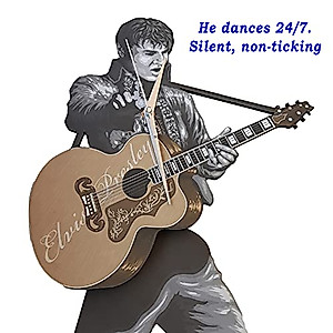 Wooden Wall Clock Like to Elvis Figured Swinging Legs, Presley Themed Wall Clock, Gift for Lover of Elvis, Cafe Bar Decorations Wall Clock