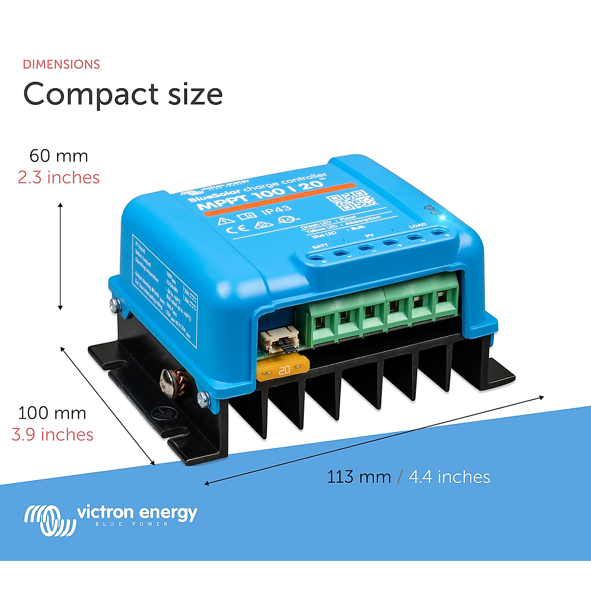 Victron Energy BlueSolar MPPT 100V 20 amp 48-Volt Solar Charge Controller