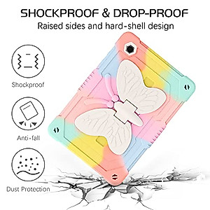DOMAVER Galaxy Tab A8 Case Samsung Tab A8 Case 10.5 Inch with Butterfly Stand Shockproof Rugged Kids Friendly Silicone Heavy Duty Cover- Colorful Pink