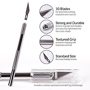 WA Portman Craft Cutting Mat Metal Ruler & Craft Knife Set - 24x36 Inch Self Healing Craft Cutting Mat - Hobby Knife Set - 10 Crafting Knife Blades - 36 Inch Cork-Backed Ruler - Precision Knife Set