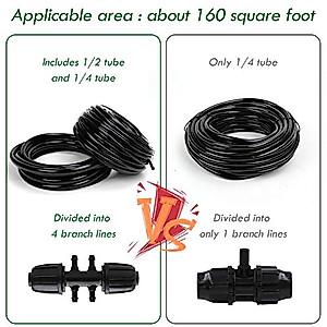 Drip Irrigation Kit, 100FT + 16FT Automatic Atomization Micro Spray Watering System with 1/4 and 1/2 inch Blank Distribution Tubing Hose,Adjustable Nozzle Emitters for Greenhouse Garden Flower Bed Patio Lawn