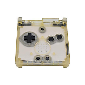Cowhilan Replacement Clear Full Housing Shell Case Compatible with Gameboy Advance SP GBA SP Console, Send with Game Card Shell, Transparent Yellow