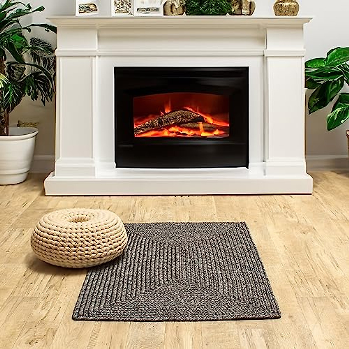 Super Area Rugs Tucson Indoor Outdoor Gray Braided Rug - Washable - Easy Care - Kid & Pet Friendly Rug Gray Mix 4' X 6' Rectangle