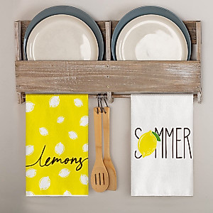 Artoid Mode Lemon Stay Juicy Summer Kitchen Towels Dish Towels, 18x26 Inch Seasonal Decoration Hand Towels Set of 4