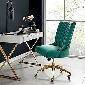 Modway Empower Channel Tufted Performance Velvet Office Chair in Gold Teal