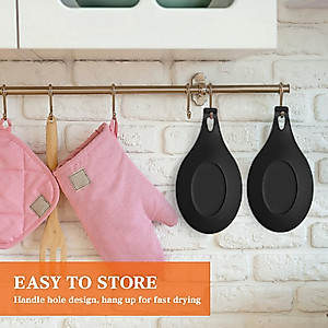 DOITOOL 2PCS Black Silicone Spoon Rests for Kitchen Counter Stove Top, Silicone Spoon Holder for Stove Top Countertop Spatula Ladle Spoon Utensil Holder