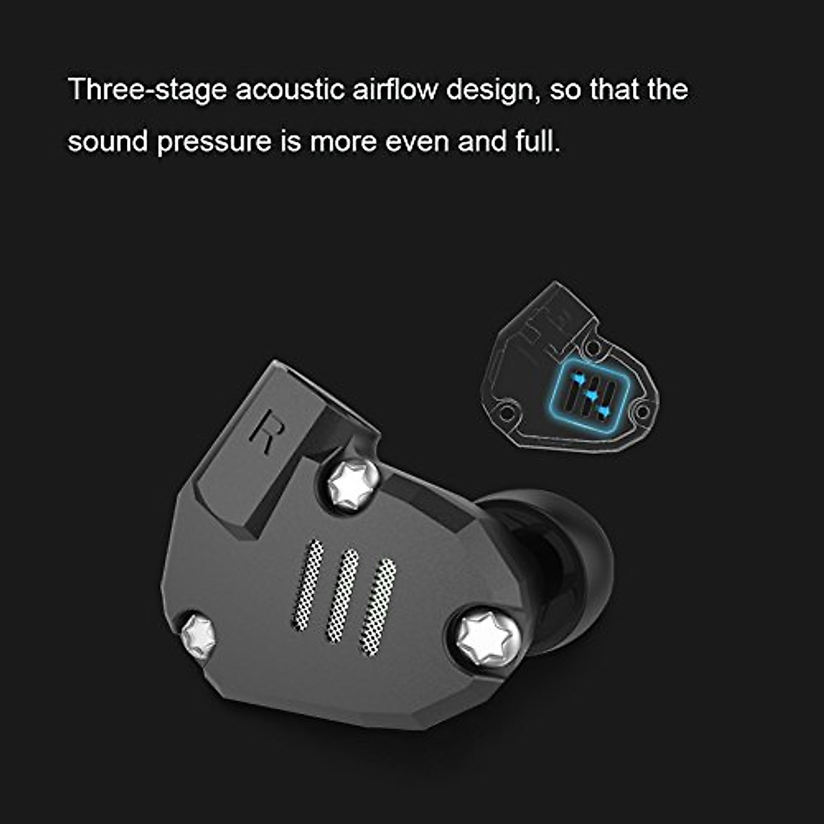 Quad Driver Headphones,ERJIGO KZ ZS6 High Fidelity Extra Bass Earbuds Without Microphone,with Detachable Cable (with Mic, Black)