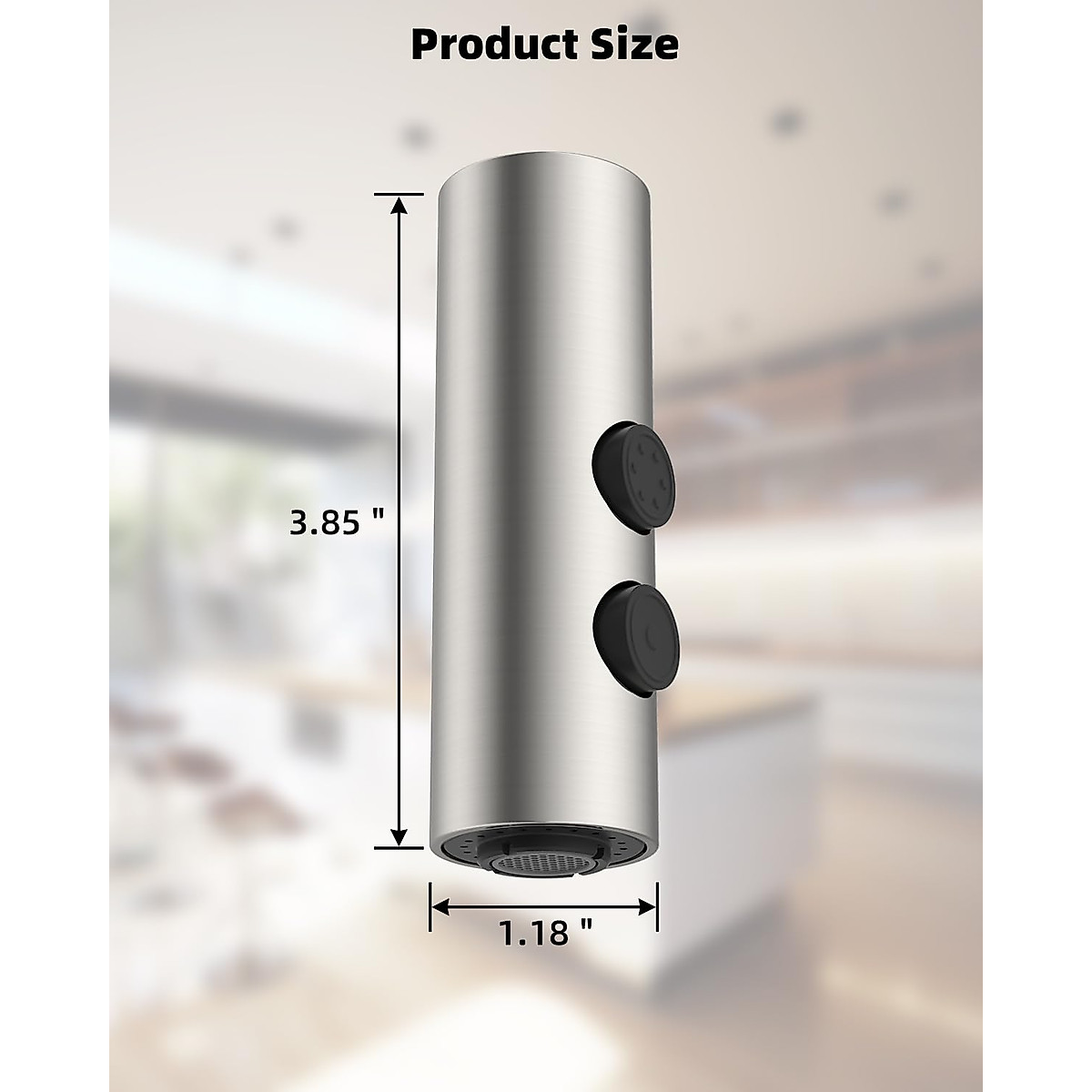 Metal Pull Down Kitchen Faucet Head Replacement with 15 Adapters, Pull Out Sink Spray Head, 2 Function Spray Nozzle Compatible with Moen, American Standard, Delta, Kohler Faucets, Brushed Nickel