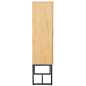 Merax Storage 2-Door Rattan Sideboard for Dining Room, 63 inch, Wicker High Cabinet