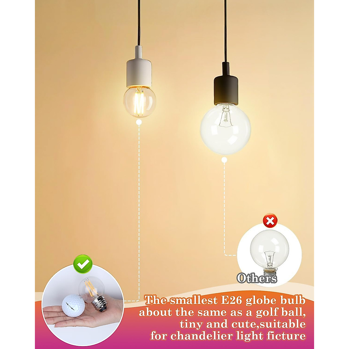 demovibe LED Globe Light Bulbs, G16.5 LED Bulb 60W, Dimmable Edison Bulbs Soft White 2700K, E26 Base Bulb 600 Lumen, Light Bulbs for Pendant, 6 Pack