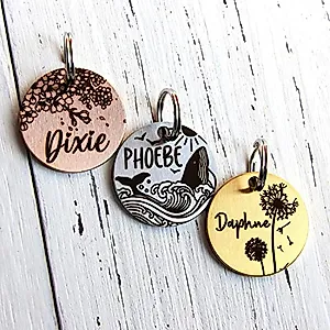 MYXGY Stainless Steel Pet ID Tag, Personalized Dog Name Tags, Customized Cat Tags, Deep Laser Engraving, Optional Engraved on Both Sides, Various Design Options