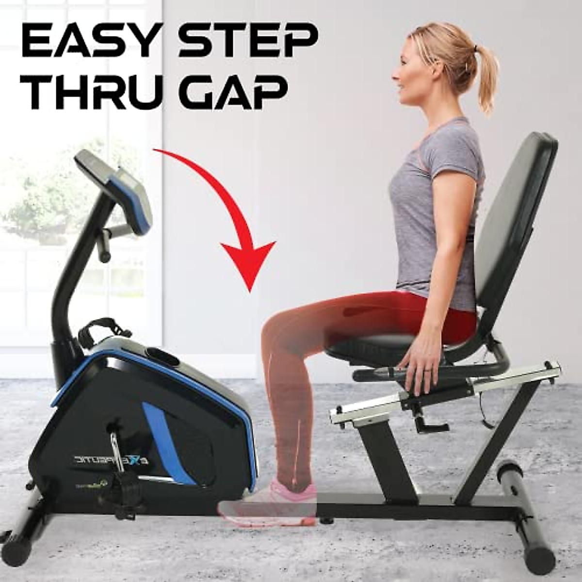 Exerpeutic Recumbent Exercise Bike Bluetooth with 24 Pre-Set Programs | Easy Step Thru| 16 Levels of Resistance