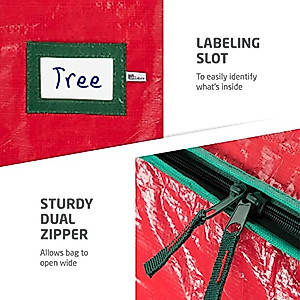 Zober 2-Pack Artificial Extra Large Christmas Tree Storage Bag - Fits Up to 9-Foot Holiday Xmas Disassembled Trees with Durable Reinforced Handles & Dual Zipper - Waterproof Material Protects from Dust, Moisture & Insects (Red)