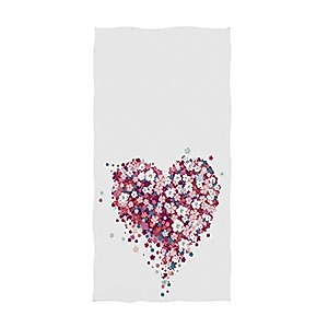 Naanle Beautiful Colors Floral Heart Valentine's Day Mother's Day Wedding Soft Highly Absorbent Large Decorative Hand Towels Multipurpose for Bathroom, Hotel, Gym and Spa (16 x 30 Inches，White)