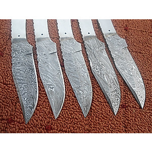 LOT OF 5 PIECES HAND FORGED DAMASCUS STEEL FULL TANG KNIFE BLANK BLADE KNIFE MAKING SUPPLIES
