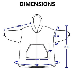 SLEPZON Blanket Hoodie | Oversized Wearable Blanket - Deep Pockets, Comfy Sleeves, Front Zipper - Deluxe Fleece Sweatshirt Blanket - Grey