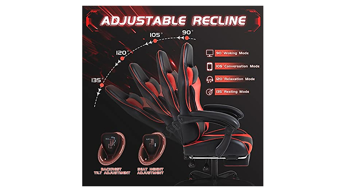 Shahoo Gaming Chair with Footrest & Massage Support | Ergonomic ...