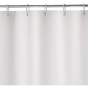 Amazon Basics Water Resistant 8-Gauge PEVA Shower Curtain Liner with Metal Grommets and Plastic Shower Hooks - 72" x 72", White