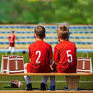 Lonfliness 24Pcs Football Clear PVC Gift Bags With Handles Bulk Sport Theme Goodie Treat Candy Bags Rugby Team Present Wrap Tote Bags for Boys Birthday Party Favor Baby Shower Decorations Supplies