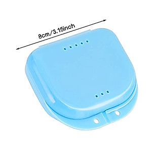 Retainer Case with Vent Holes Denture Box Mouthguard Container Mouthpiece Aligner Case with Hinged Lid Snaps for Office Travel Household Airtight Containers (Blue, One Size)