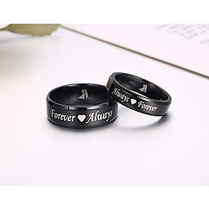 Always and Forever Titanium Stainless Steel Wedding Band Set Valentine Engagement Promise Couple Ring