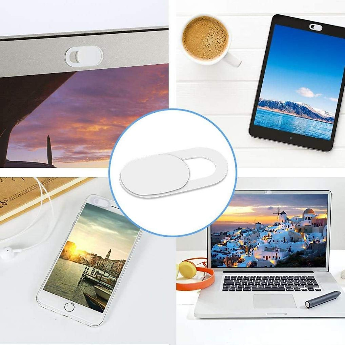 Privacy Camera Cover Security Blocker Webcam Closure for Galaxy A72, A52, A42, A32, A12 - White Compatible with Samsung Galaxy A72, A52, A42, A32, A12