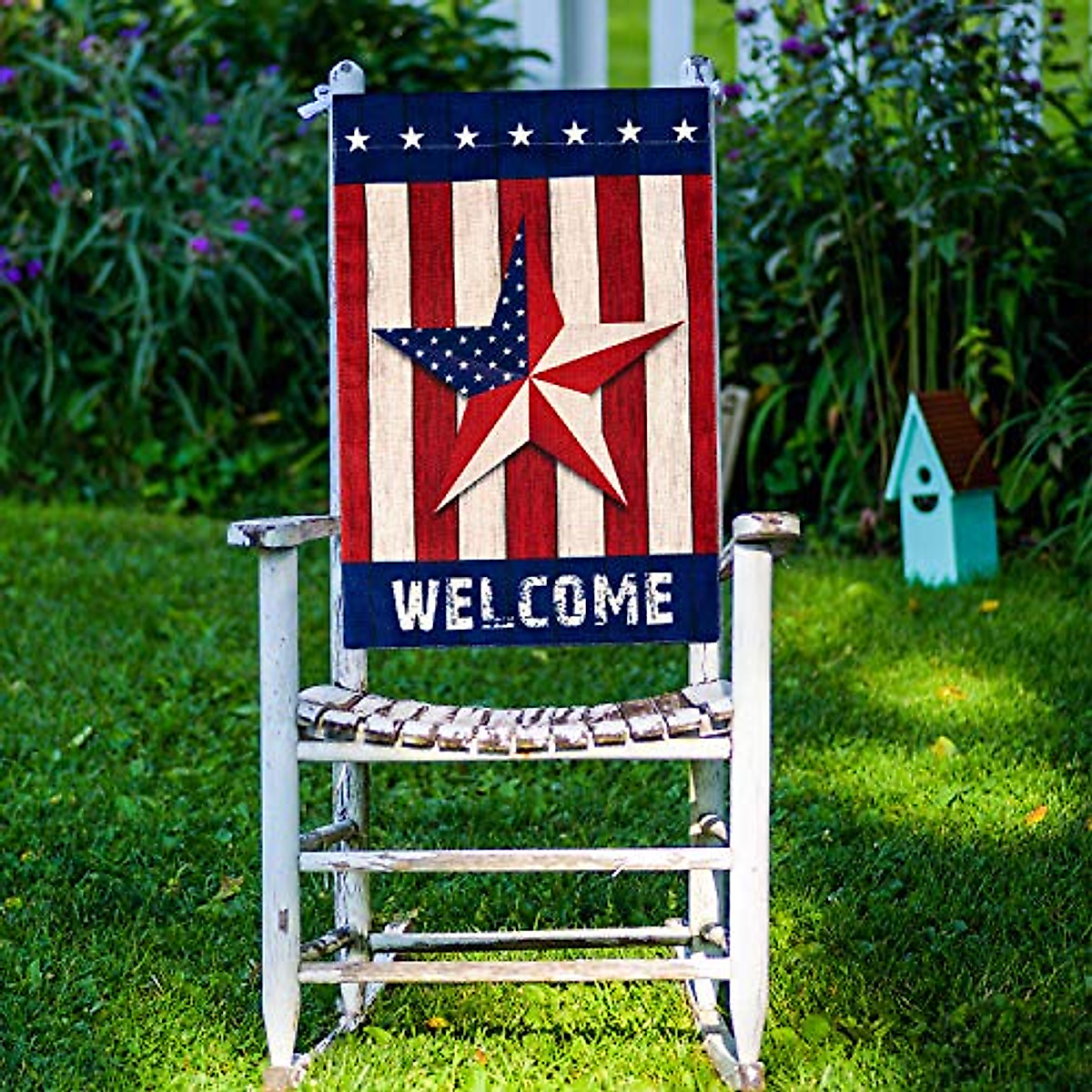 Whaline Patriotic Garden Flag American Stripe and Star Yard Flag Double-Sided Burlap Outdoor Flag with Windproof Clip for 4th of July Indepedence Day Memorial Day Home Farmhouse, 13 x 18 Inch