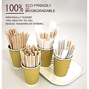 5.5 Inch 1000 Pcs Paper Wrapped Coffee Stirrers, Individually Wrapped Coffee Stirrers, Wrapped Stir Sticks Disposable Wood Coffee Sticks