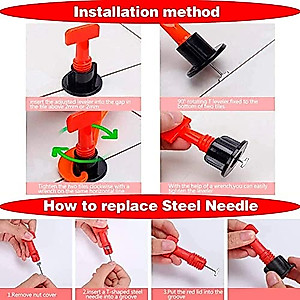 Tile Leveling System 1/16" Kit Reusable, 200pcs Tile Leveler Spacer with 1000pcs 2mm Tile Spacers, 5pcs Wrench and 20pcs 1/16" Replaceable Steel Pin
