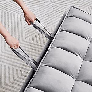 CALABASH 3 in 1 Sleeper Sofa Couch Bed, Small Tufted Velvet Convertible Loveseat Futon Sofa w/Pullout Bed, Adjustable Backrest, Pillows, Multi-Pockets for Living Room Apartment