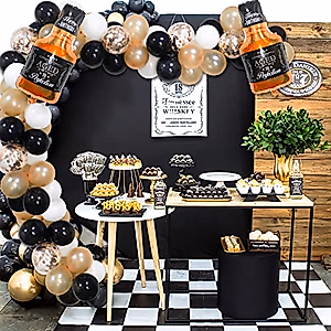 Whiskey Balloons Garland Arch Kit, Black White Champagne Gold Confetti Balloons Garland Arch, Whiskey Birthday Party Decorations for Men 30th 40th 50th Birthday Aged to Perfection Party Supplies