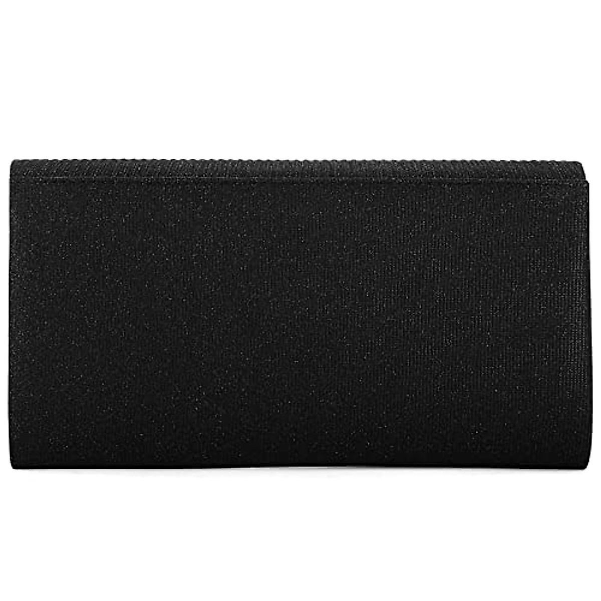 AIJUN Women Glitter Clutch Purses Pleated Evening Bags Flap Envelope Handbags Wedding Party Prom Purse with Detachable Chain (Black)