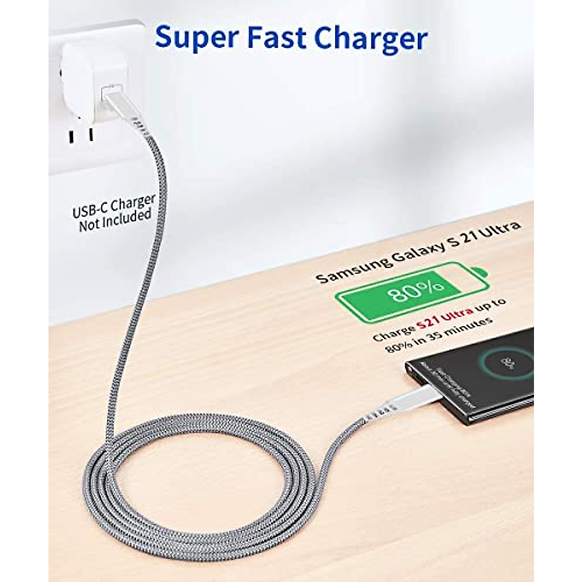 Long USB C to USB C Charger Cable 10ft 2Pack Charging Cord for Samsung Galaxy S22 S23 S20 S21 Plus Ultra FE 5G,Note 20/10,Note10,Note20,A52 A72 A53 5G,Google Pixel 6/6 Pro 4A 5,Fast Charge Power Wire