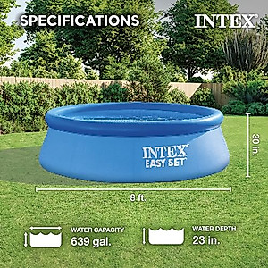 Intex 28110EH Easy Set 8 Foot x 30 Inch Round Inflatable Outdoor Backyard Above Ground Swimming Pool, 639 Gallons of Water, (Pool Only - No Pump)
