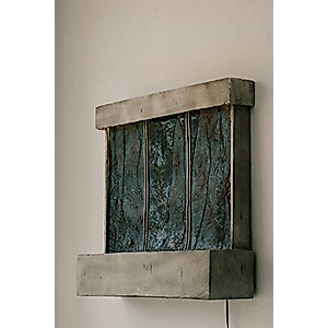 XBrand Polystone Wall Water Fountain with Warm Light and Splash Guard, Indoor Outdoor Wall-Mounted Fountain, Relaxing Décor for Home Patio Garden Backyard, 29.5 Inch Wide, Natural Stone and Green