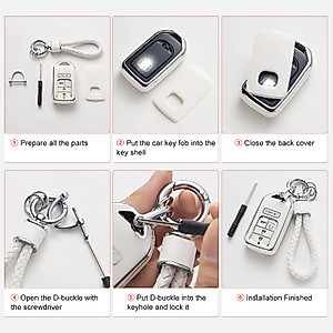 YO&YOYE for Honda Key Fob Cover with Keychain, Soft TPU Key Case Protection Fit for Accord Civic CRV Pilot Odyssey Smart Key Holder