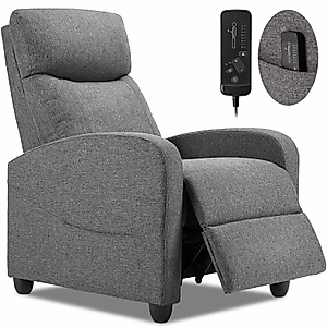 DUMOS Adults Massage Living Room, Adjustable Modern Chair, Home Theater Single Sofa Recliner with PU Leather Padded Seat Backrest (Grey)