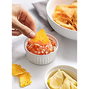 LE TAUCI Ramekins 4 OZ Oven Safe, Creme Brulee Ramekins, Pudding Custard Cups Souffle Ramiken, Dipping Sauce Dishes, Ceramic Ramekin Bowls Set of 6, White