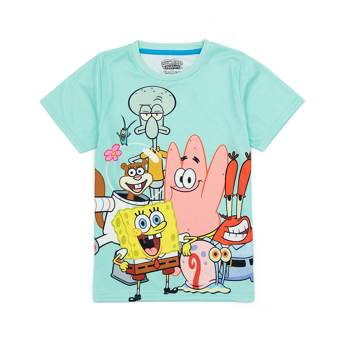 SpongeBob SquarePants Kids Pajama Set | Boys & Girls Blue Short Sleeve T-Shirt & Shorts | Squidward Patrick Mr Krabs Gary PJs