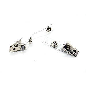 Metal Badge Clips 100 Pack Double Hole Badge Clips Clear Badge Clips Bulk Metal Badge Clips with Clear PVC Straps for ID Cards Nametag Badge Holders Office School