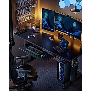 ErGear Electric Standing Desk with Keyboard Tray, Adjustable Height Sit Stand Up Desk, Home Office Desk Computer Workstation, 48x24 Inches, Black